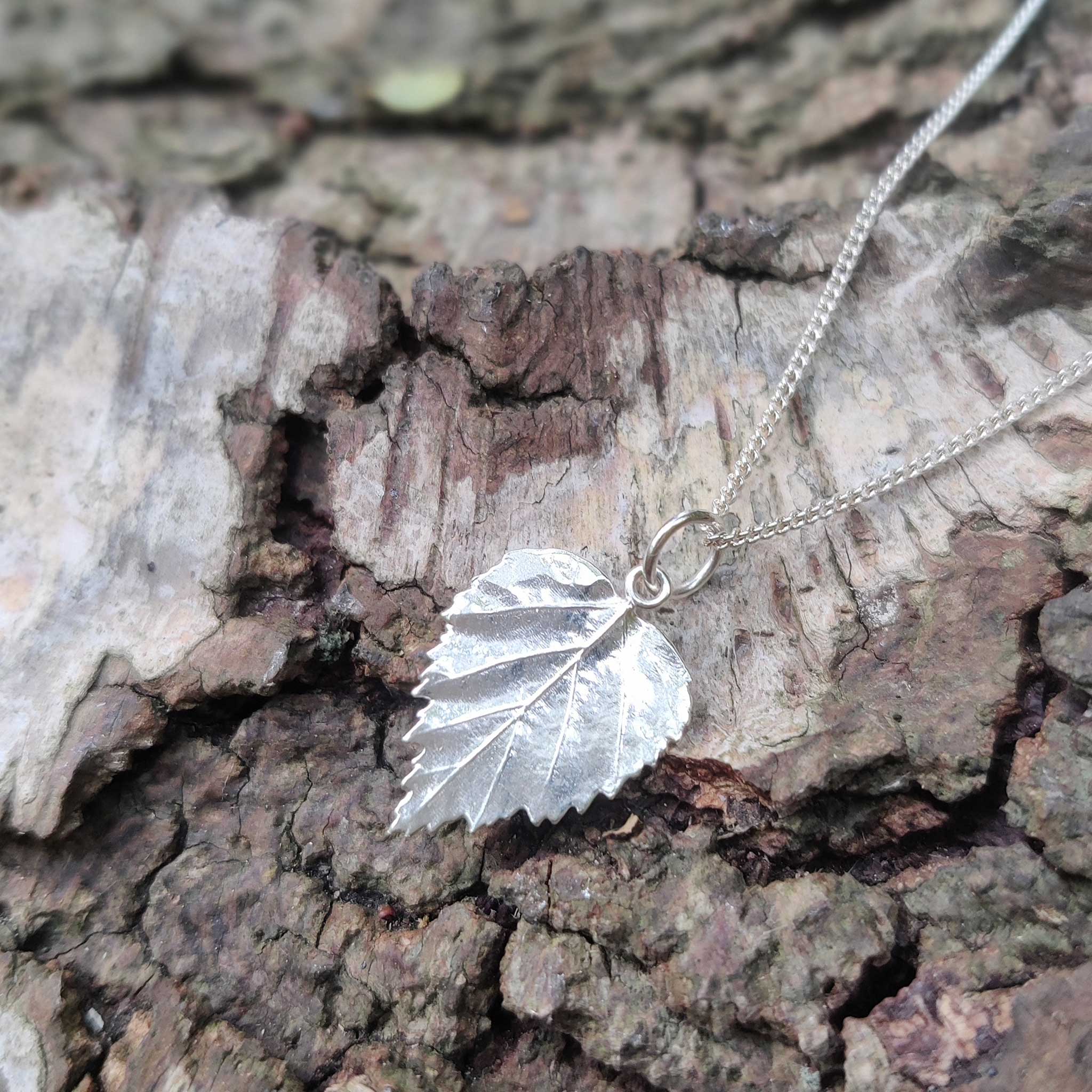 Delicate Sterling Silver Silver Birch Leaf Pendant – Notion Jewellery